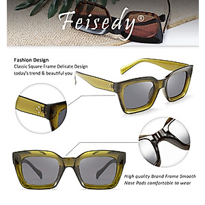 FEISEDY Classic Women Sunglasses Fashion Thick Square Sun Glasses Chunky Frame UV400 B2471