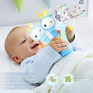Alilo Bunny Baby Rattle Shaker and Teether Toys,Electronic Rattle Infants Toy,9 Kinds of Color Learning and Educational Toys with Music & Light for 0-6-12 Months, Gift for Newborns Girls Boys Toddlers