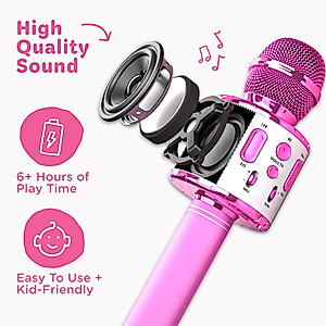 Move2Play, Kids Karaoke Microphone | Includes Pre-Loaded Songs & Bluetooth | Kids Birthday & Easter Gift | Toy for All Ages 2, 3, 4, 5, 6+ Year Old Girls, Boys & Toddlers