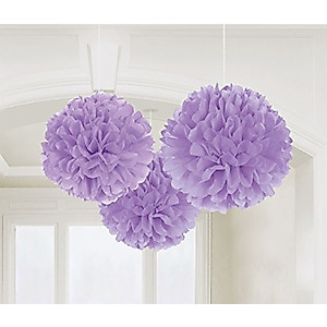 Amscan Round Fluffy Tissue Hanging Decoration, One Size, Lilac