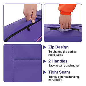 Gymnastics Mat Cheese Mat for Kid Adult, 48"X24"X14" Folding Tumbling Mats for Home Gym, Incline Gymnastics Wedge Mat with Non-Slip PVC Surface & Handle, Pink