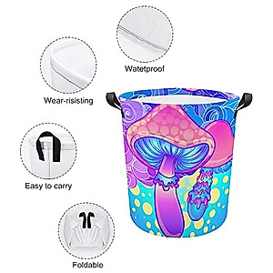 Magic Colorful Mushroom Large Laundry Hamper Foldable Laundry Basket Durable Storage Basket Toy Organizer