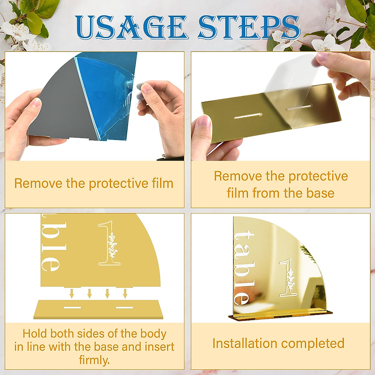 Gold Table Number with Stands 1-10,Table Numbers for Wedding 6x6 Inch Quarter-Circle Design with Holder,for Wedding Table Centerpiece Decoration for Soiree,Party,Birthday