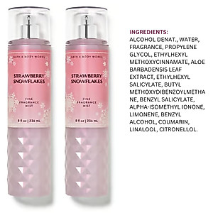 Bath & Body Works Strawberry Snowflakes Fine Fragrance Body Mist Gift Set 8 oz Pack Lot of 2 (Strawberry Snowflakes) 8 Fl Oz (Pack of 2) 16 Fl Oz