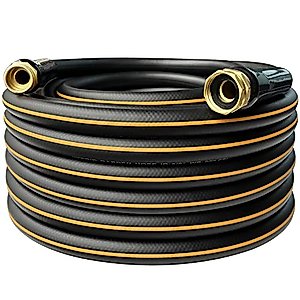 DayisTools Heavy Duty Hybrid Garden Hose 50 ft, Flexible Kink Resistant Water Hose 5/8 IN x 50FT, Lightweight, Super Durable, All-weather, Burst 600 PSI, 3/4 IN GHT Solid Brass Fittings, Black Orange