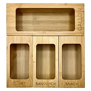 Ziplock Bag Storage Organizer (Natural Wood)