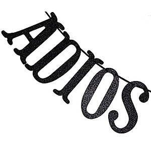 Adios Bitchachos Black Glitter Banner for Going Away, Fiesta, Taco Party Decorations Funny Bunting Photo Booth Props Sign