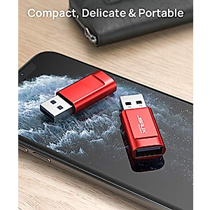 JSAUX USB Data Blocker, (4-Pack) USB-A Defender Only for Quick Charge, Protect Against Juice Jacking, Refuse Hacking Provide Safe Charging- Red