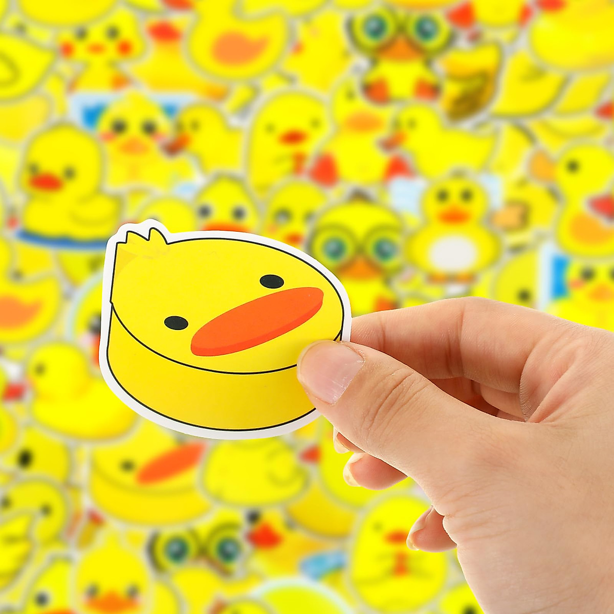 Libima 100 Pcs Yellow Duck Stickers Cute Duck Decal for Water Bottles Waterproof Bottles Sticker for Kids Teen Laptop Luggage Skateboard Fringe Phone