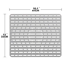 NICE DAY Sink Mat, Sink Protectors for Kitchen Sink By Better Housewares Wok Stand Strong Adsorption And Skid Resistance PVC Free Silicone Sink Mat 16" x 13", Large