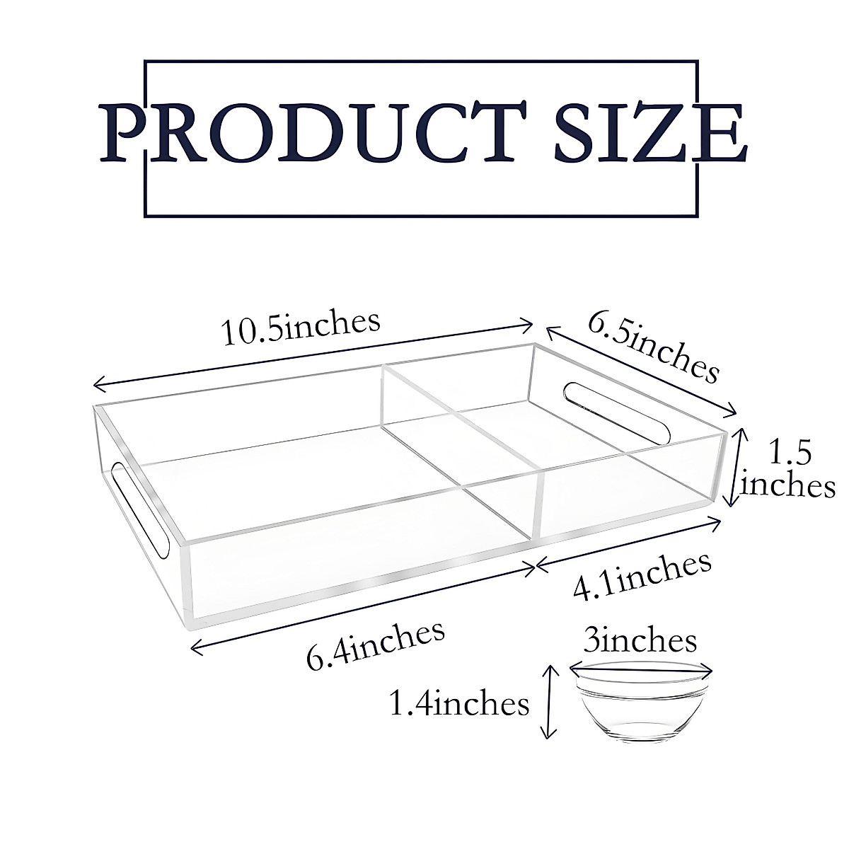 Multipurpose Acrylic Tray Set, 10X6.1X1.3inches Pedicure Tray, SPA Tray,Foot Care, Foot SPA, Tray Set Includes 4 Acrylic Bowls, Brush and Small Scraper Spoon