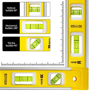 B BOSI TOOLS 9 Inch Magnetic Torpedo Level, Magnetic Box Level 45°/90°/180° Bubbles, Small Level Tool for Measuring