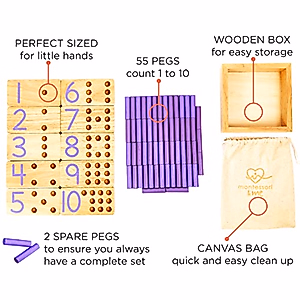 Counting Peg Board | Montessori Math and Numbers for Kids | Wooden Math Manipulatives Materials