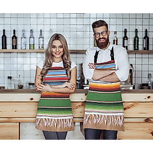 WONDERTIFY Mexican Style Apron,Traditional National Blankets Colorful Lines Bib Apron with Adjustable Neck for Men Women,Suitable for Home Kitchen Cooking Waitress Chef Grill Bistro Baking BBQ Apron