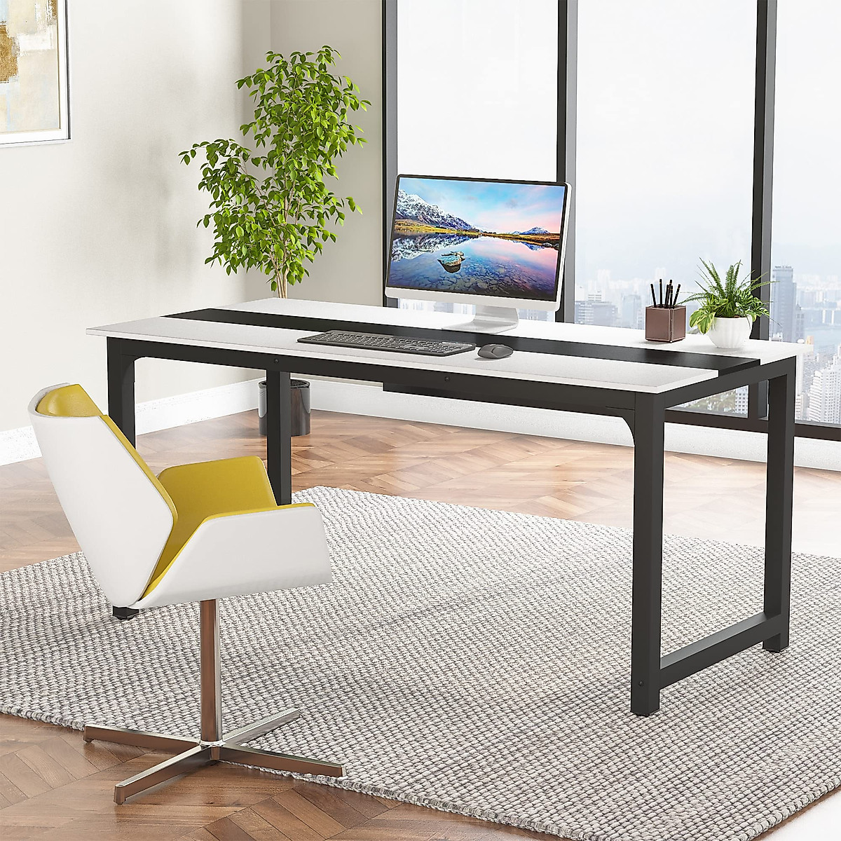 Tribesigns Modern Computer Desk, 70.8 x 31.5 inch Large Office Desk Computer Table Study Writing Desk Workstation for Home Office, Conference Room