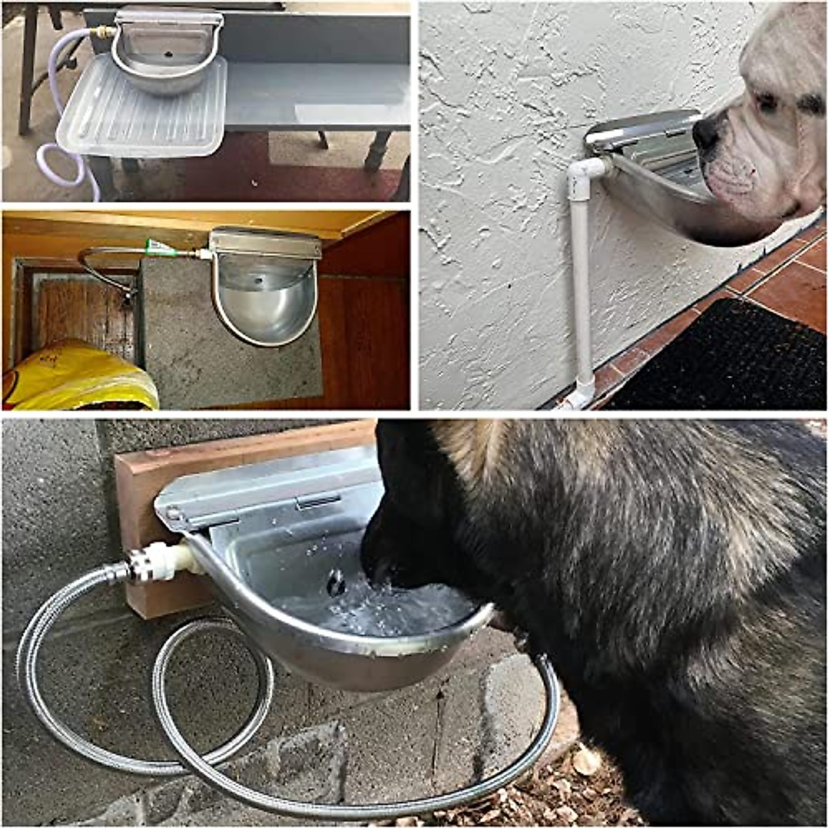 Mono-gatari Automatic Waterer Water Bowl Farm Livestock Stainless Steel Animal Drinking Water Bowl for Pigs Horse Cattle Goat Sheep Dog (Without Drainage Hole)