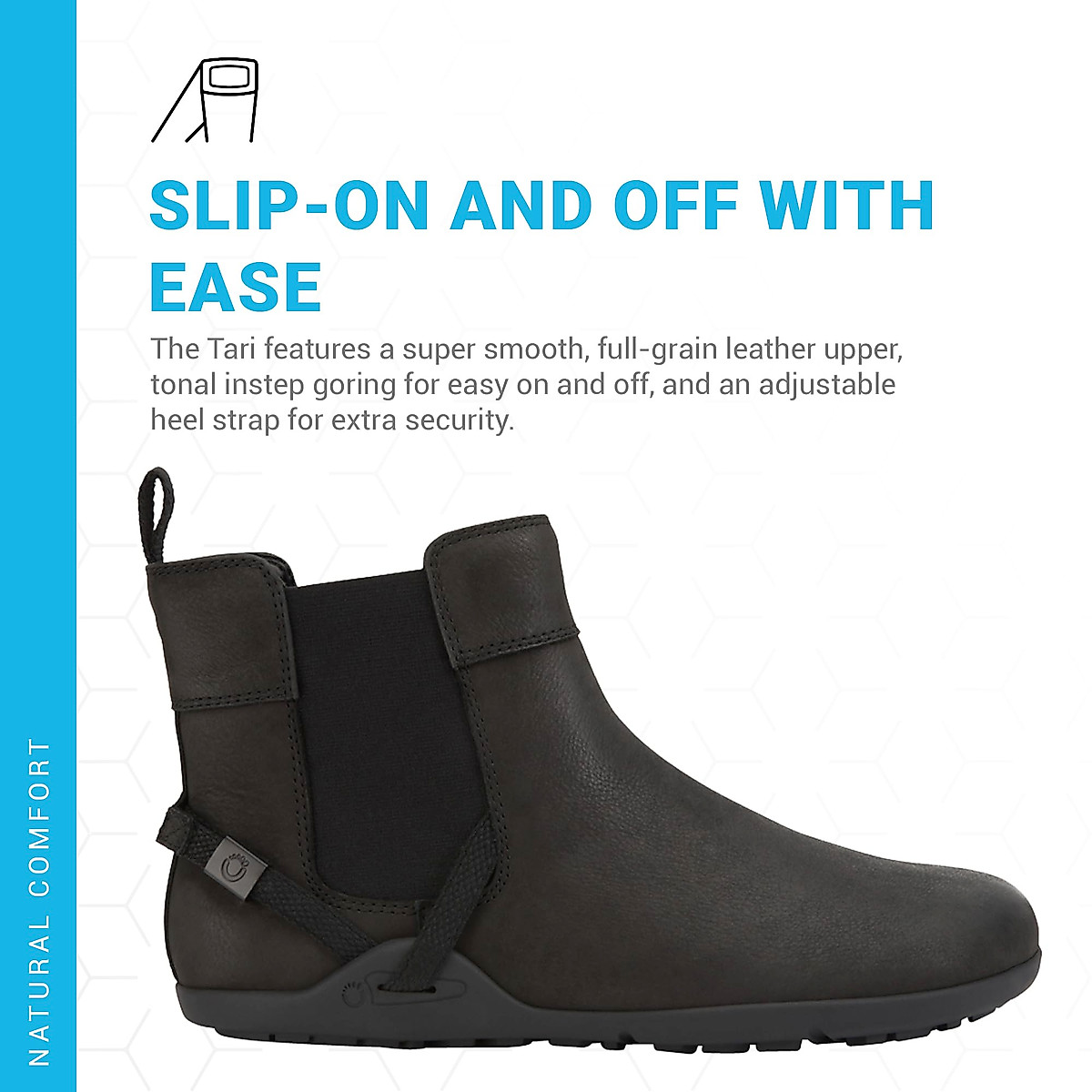 Xero Shoes Tari Women's Ankle Boots — Lightweight, Zero-Drop Heel, Leather Chelsea Boots for Women — Slip-on Women's Booties — Black, Size 8