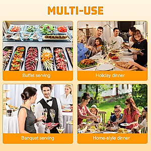 Tioncy 16 Pcs Gold Serving Spoon Set Stainless Steel Cutlery Utensils Includes Large Metal Slotted Spoons for Christmas Buffet Party Banquet Cooking Kitchen, Approx. 8.5 x 2 Inches