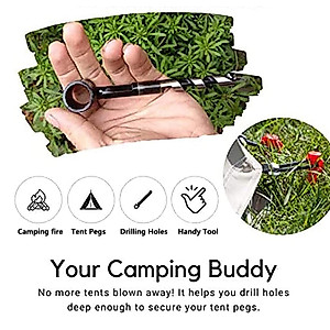 UONDER Multipurpose Manual Survival Drill Bit, with a Wooden Stick Hand Auger Woodworking Hole Saw Bit Fix The ​Tent Nails for Outdoor and Camping Perfect Addition Tool to Survival (Size : 0.866in)