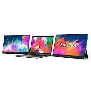 SideTrak Solo Triple 15.6” Portable Gaming Monitor for Laptops, 2 Freestanding 15.6” FHD 1080P LED Display Screens, Extending Screens for Mac, PC, & Chrome, USB-C or HDMI, Speakers & HDR Mode