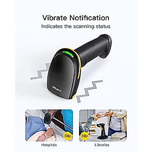 Officelab Barcode Scanner, 1D Wireless 2.4Ghz Smart Base, Screen Scanning, BS01002 Yellow
