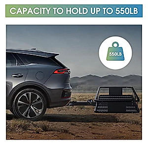 KAIZONPOT 60" x 24" x 6" Trailer Hitch Cargo Carrier Hitch Mount Folding Vehicle Cargo Basket 550lb Capacity Hitch Cargo Racks for Car