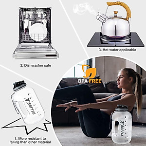 XBOTTLE 1 Gallon Water Bottle with Chug lid, BPA Free Dishwasher Safe 128oz Large Water Bottle with Motivational Time Marker and Handle Leak-proof Big Water Jug for Camping Sports Workouts (chug lid)