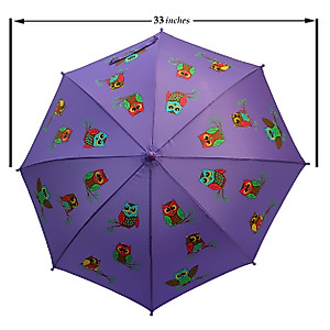 Foxfire for Kids Solid Pattern Umbrella Purple with Colorful Owls