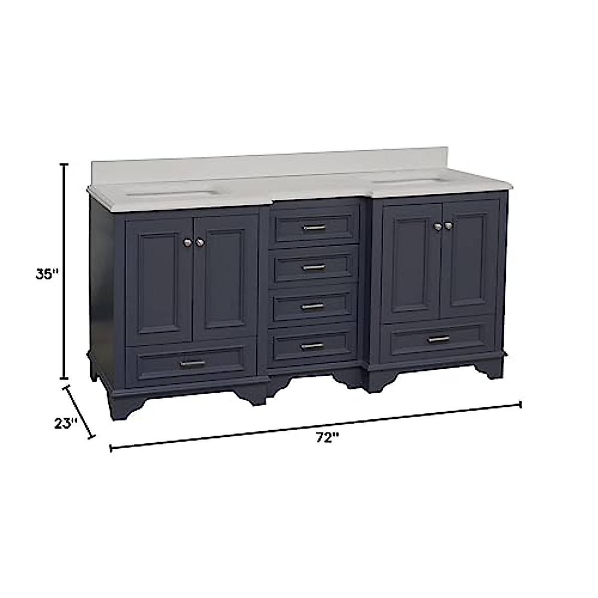 Kitchen Bath Collection Nantucket 72-inch Double Bathroom Vanity (Quartz/Marine Gray): Includes Marine Gray Cabinet with Stunning Quartz Countertop and White Ceramic Sinks