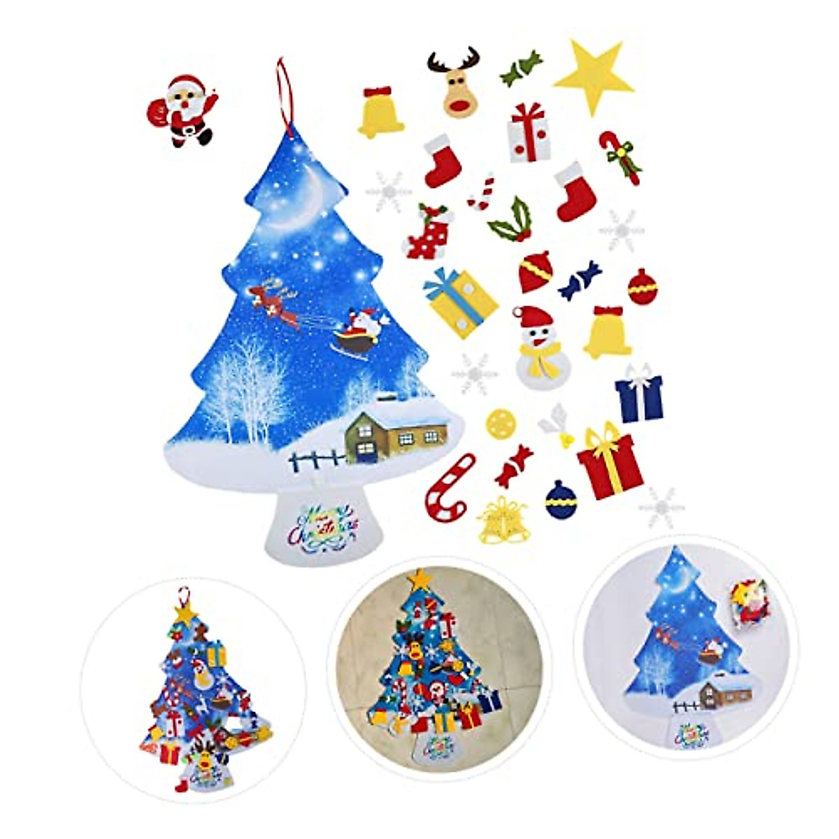 SAFIGLE 1 Set DIY Christmas Tree Artificial Christmas Tree Hand Decor DIY Crafts Christmas Felt Sticker New Year Felt Game Wall Xmas Tree Ornament Children DIY Felt Xmas Tree Felt Crafts
