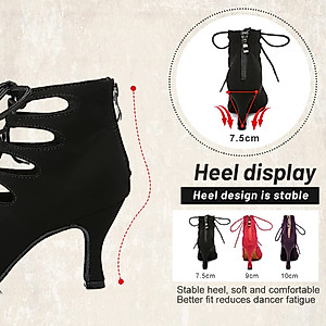 TINRYMX Womens Latin Dance Boots Open Toe Ankle Ballroom Professional Party Salsa Dance Shoes,US 7