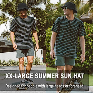 Oversize XXL Cotton Bucket Hat, Unisex Reversible Trendy Fisherman Hats, Double Side Wear Fishing Hat Summer Sun Hat