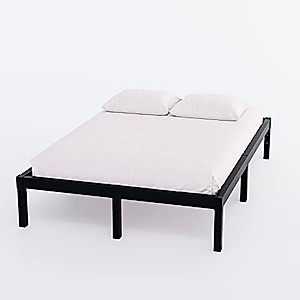 Minimalist Studio Metal Bed Frame – Heavy Duty Mattress Foundation with Anti-Slip Steel Slat Support, Durable Platform Base with Underbed Storage, Easy Assembly (Full)