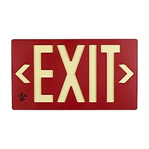 UL Listed 50 foot Jessup Glo Brite 7050-B 8.75-x-15.5-Inch Single Sided Exit Sign with Frame, Red (Mounts 4 ways, includes bracket and arrows)