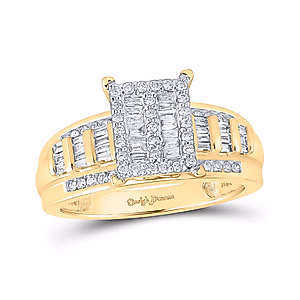 10kt Yellow Gold Round Diamond Cluster Bridal Wedding Engagement Ring 1 Cttw