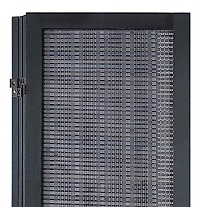 MyGift 4-Panel Bamboo Woven Wood Room Divider Privacy Folding Screen Partition with Dual-Action Hinges, Gray