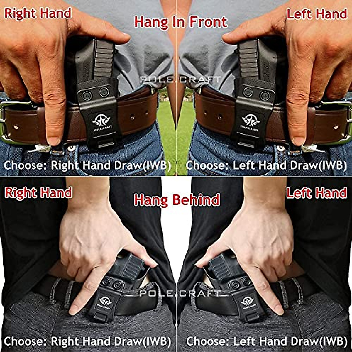 POLE.CRAFT Taurus G3 Holster, Carbon Fiber Kydex Holster IWB for Taurus G3 9mm / .40 Pistol Case - G3 Taurus Holster 9mm - Inside Waistband Holster Taurus G3 IWB Kydex Accessories (Black, Right Hand)