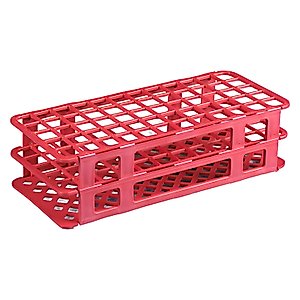 Globe Scientific 456510 Polypropylene Microcentrifuge Tube Rack, 16/17mm Tube, Red, 60-Place