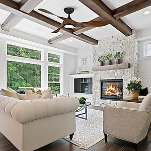 WAC Smart Fans Swirl Indoor and Outdoor 3-Blade Smart Home Ceiling Fan 54in Matte Black with 3000K LED Light Kit and Remote Control works with Alexa and iOS or Android App