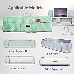 AMOIGEE Padded Dust Cover Compatible with Cricut Maker, Cricut Maker 3, Explore Air 2, Cricut Explore 3 Machine, with Pockets for Cricut Accessories, Mint
