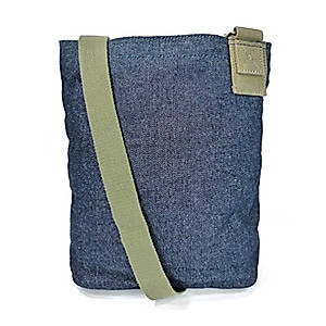 CHALA Patch Cross-Body Women Handbag, Canvas Messenger Bag, Metal Dragonfly - Denim