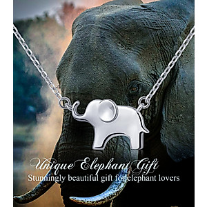 Ladytree S925 Sterling Silver Lovely Elephant Pendant Necklace for Women Jewelry Gift