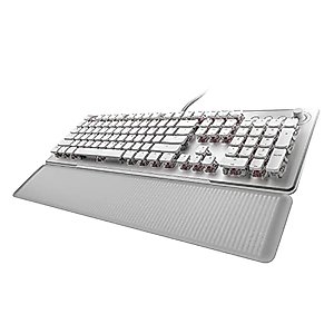 ROCCAT Vulcan II Max – Optical-Mechanical PC Gaming Keyboard with Customizable RGB Illuminated Keys and Palm Rest, Titan II Smooth Linear Switches, Aluminum Plate, 100M Keystroke Durability – White
