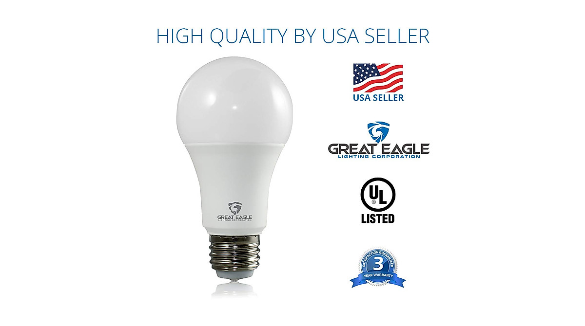 Great Eagle Lighting Corporation 40/60/100W Equivalent 3-Way A19 LED Light Bulb 3000K Soft White ...