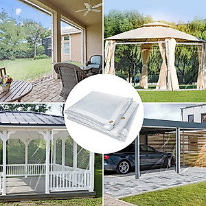 10 x 10FT Outdoor Clear Tarp Curtain Waterproof Wind-Proof 24 Mil Transparent Vinyl Tarp for Patio Pergola Garden Canopy Rainproof Anti-Tear PVC Thick Cover with Grommets