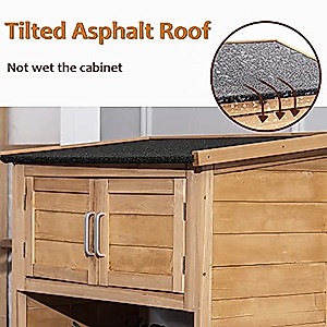 MCombo Outdoor Storage Cabinet, Wood Garden Shed Combination, Garden Tool Storage Shed, Fir Wood Plant Shelf for Outside and Yard 2444 (Natural)