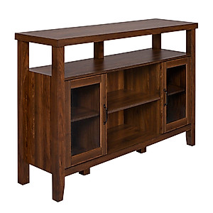 Walker Edison Tall Wood Universal TV Stand with Open Storage For TV's up to 58" Flat Screen Living Room Storage Entertainment Center, 52 Inch, White Oak