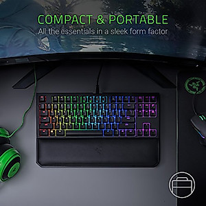 Razer BlackWidow TE Chroma v2 TKL Tenkeyless Mechanical Gaming Keyboard: Green Key Switches, Tactile & Clicky, Chroma RGB Lighting, Magnetic Wrist Rest, Programmable Macros, Classic Black