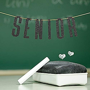 INNORU Black Glitter Senior Banner for Congrats Grad Banner - High School College Graduation Party Bunting Decoration