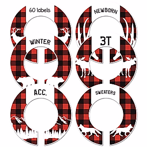 Baby Boy Nursery Closet Clothing Size Dividers or Adult Buffalo Plaid Set of 6 (1.5 Inch Rod)